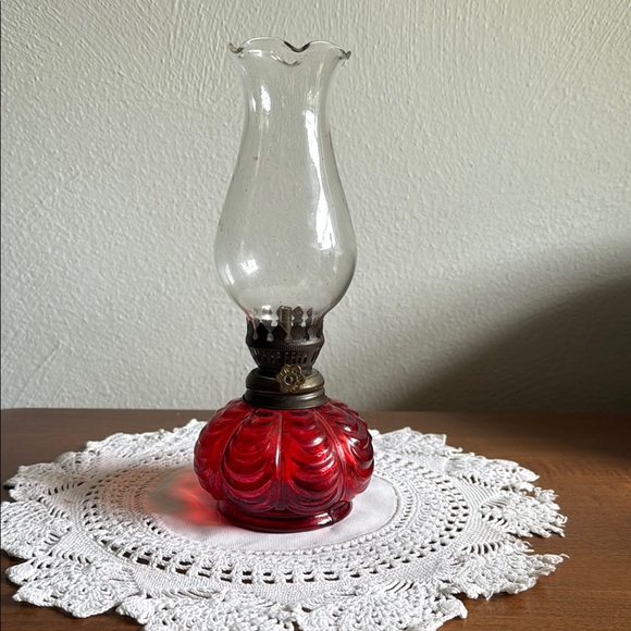 Accents | Vintage Red Glass Oil Lamp | Poshmark